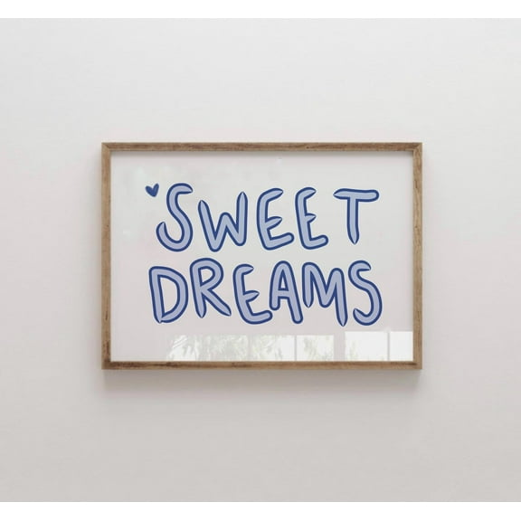 Blue Bedroom Print, Sweet Dreams Wall Art, Above Bed Poster, Size 16x24 ...