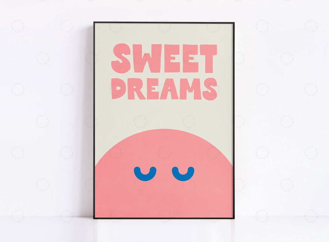 Sweet Dreams Print, Goodnight Poster, Kids Bedroom Art, Love Poster ...