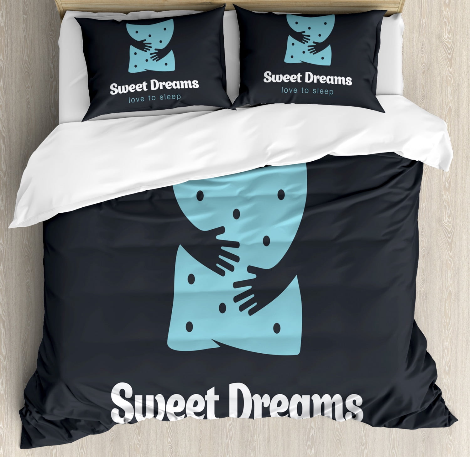 Sweet Dreams Queen Size Duvet Cover Set, Love to Sleep Hugging Arms ...