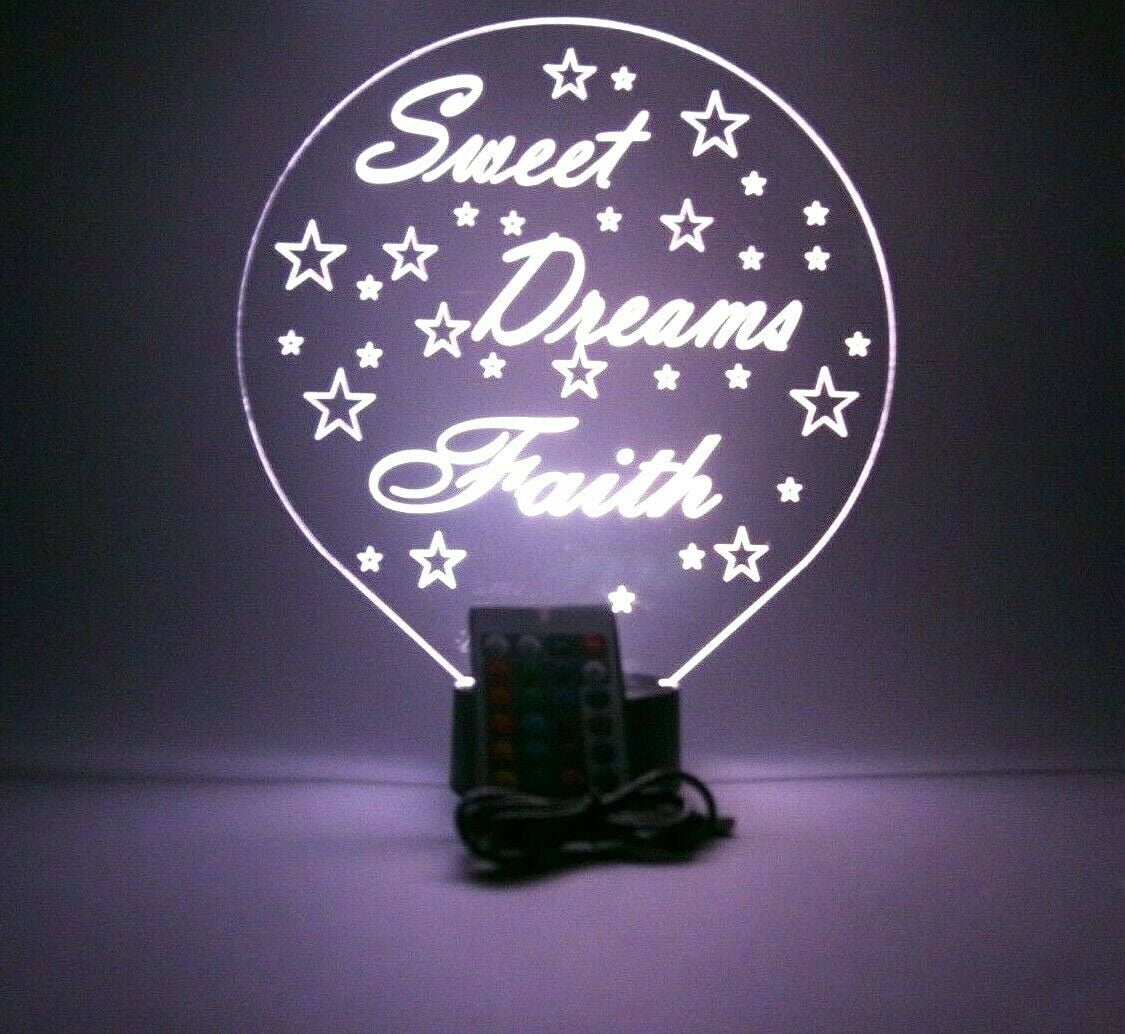 Sweet Dreams Stars Sky Good Night Sleep Tight Light Up Table Lamp LED ...