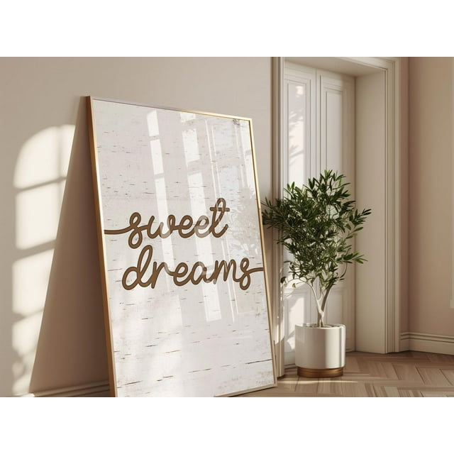 Sweet Dreams Wall Art - Rustic Script Quote - Farmhouse Bedroom - Cozy ...