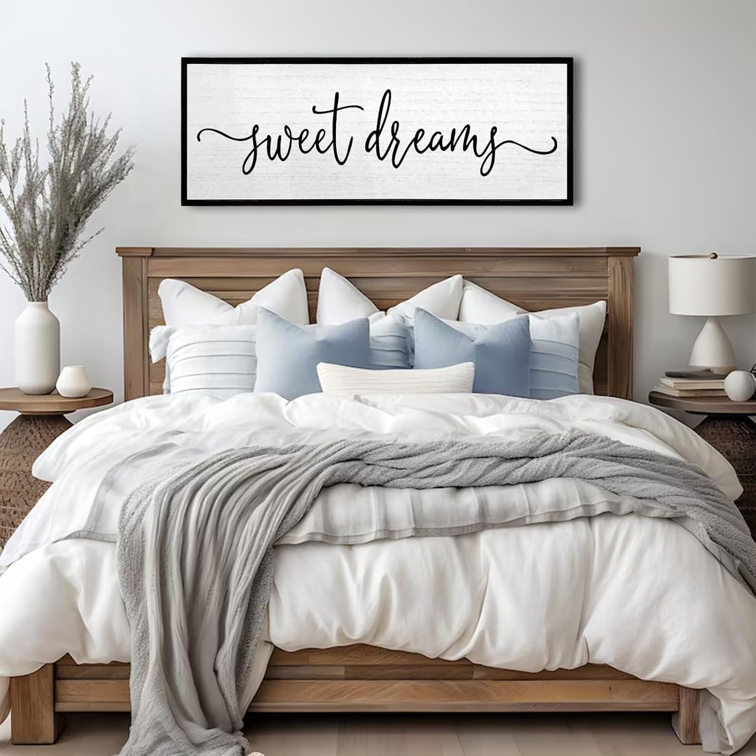 Sweet Dreams Wall Decor Above Bed Sign 32''×12'' Large Wood Framed ...