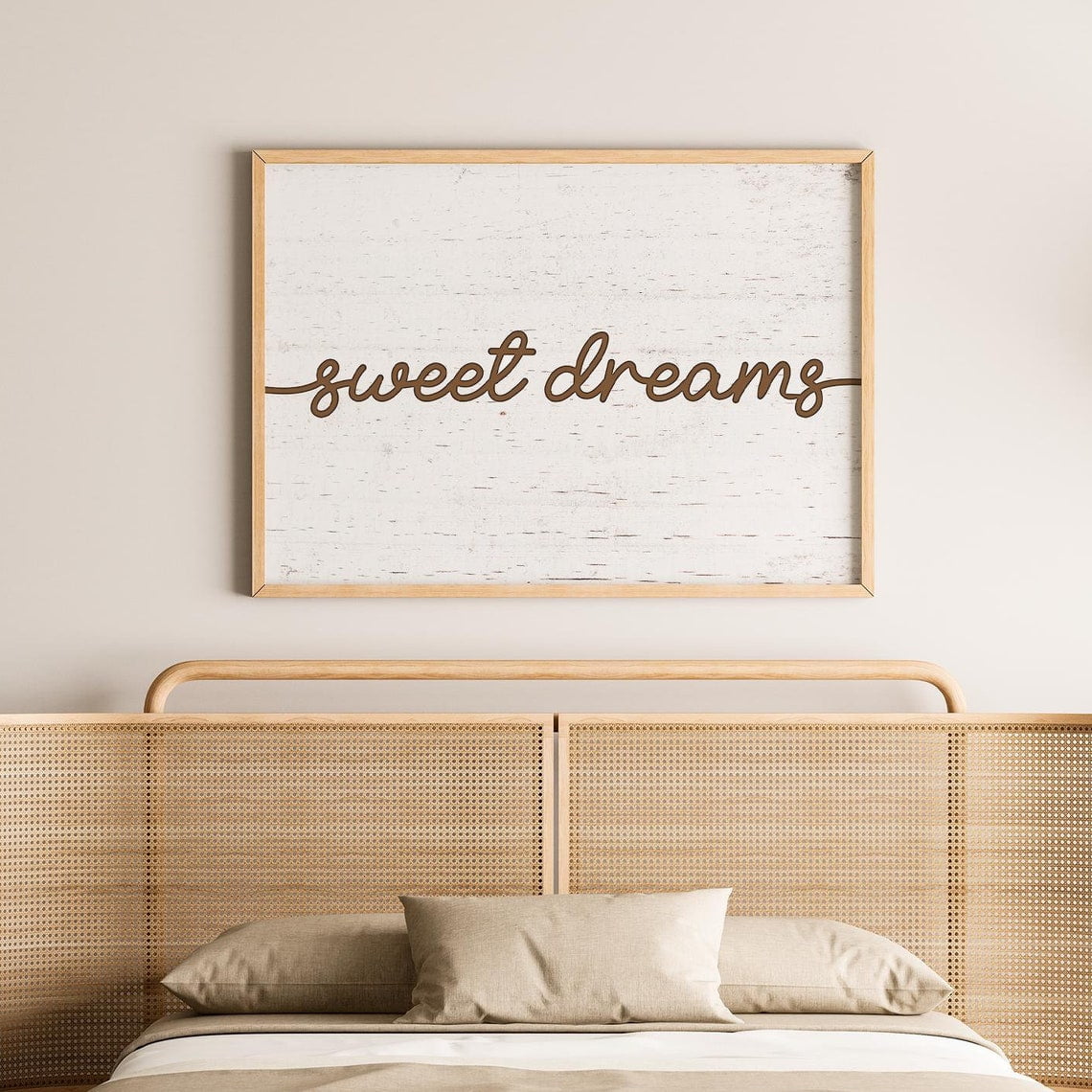 Sweet Dreams Wooden Script Wall Art - Rustic Farmhouse Style Bedroom ...