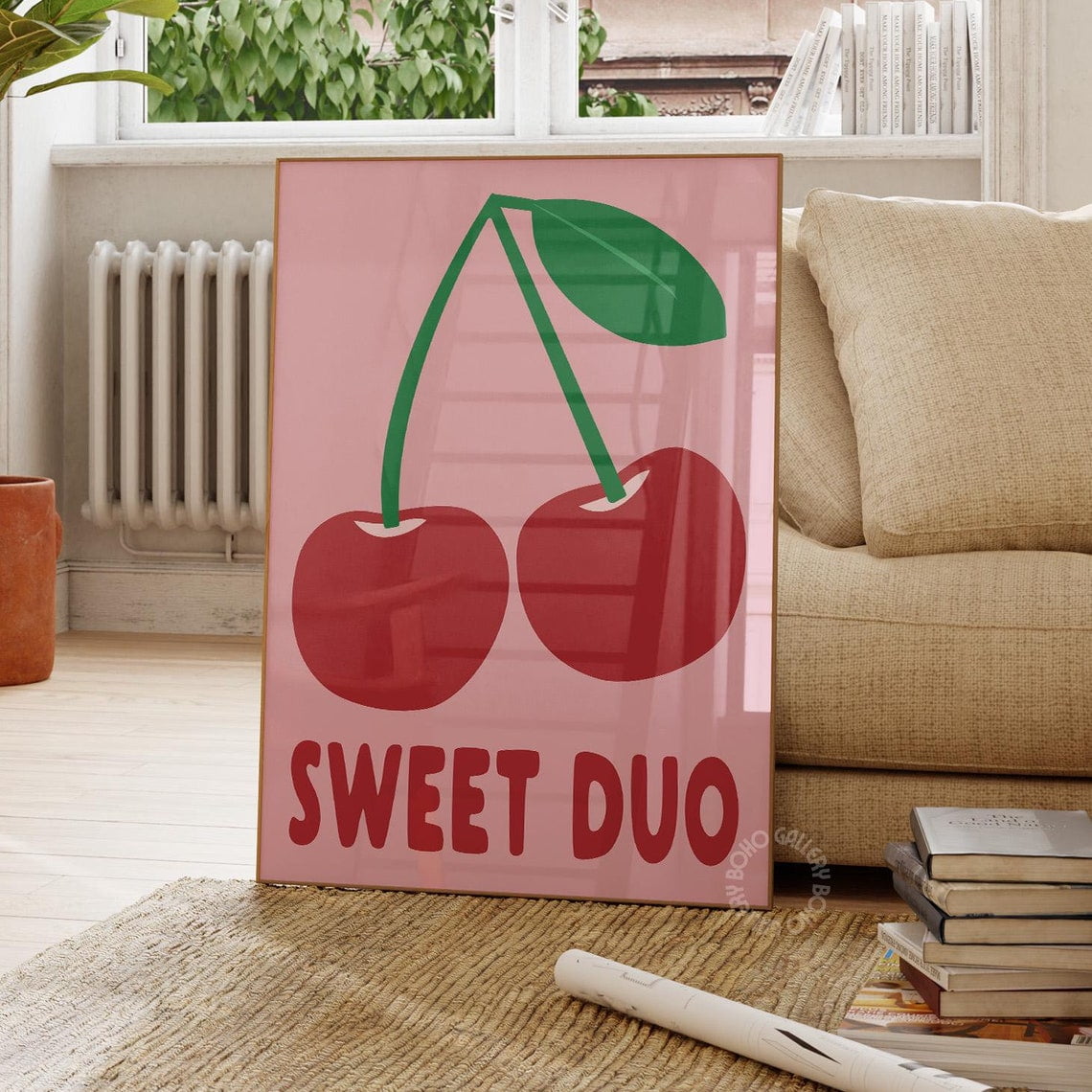 Sweet Duo Cherry Wall Art, Red Pink Cherry Print, Trendy Wall Art ...