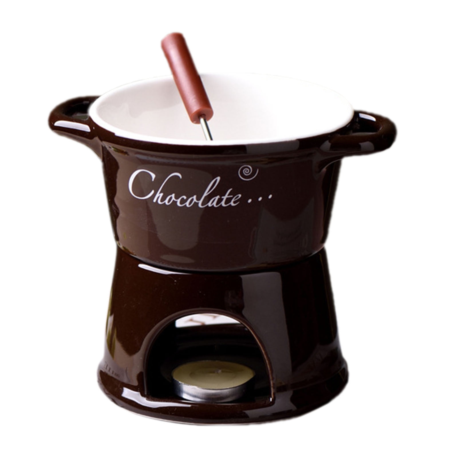 Sweet Fondue Cup Chocolate Fondue Melt Mug Warmer With Fork Ceramic N ...