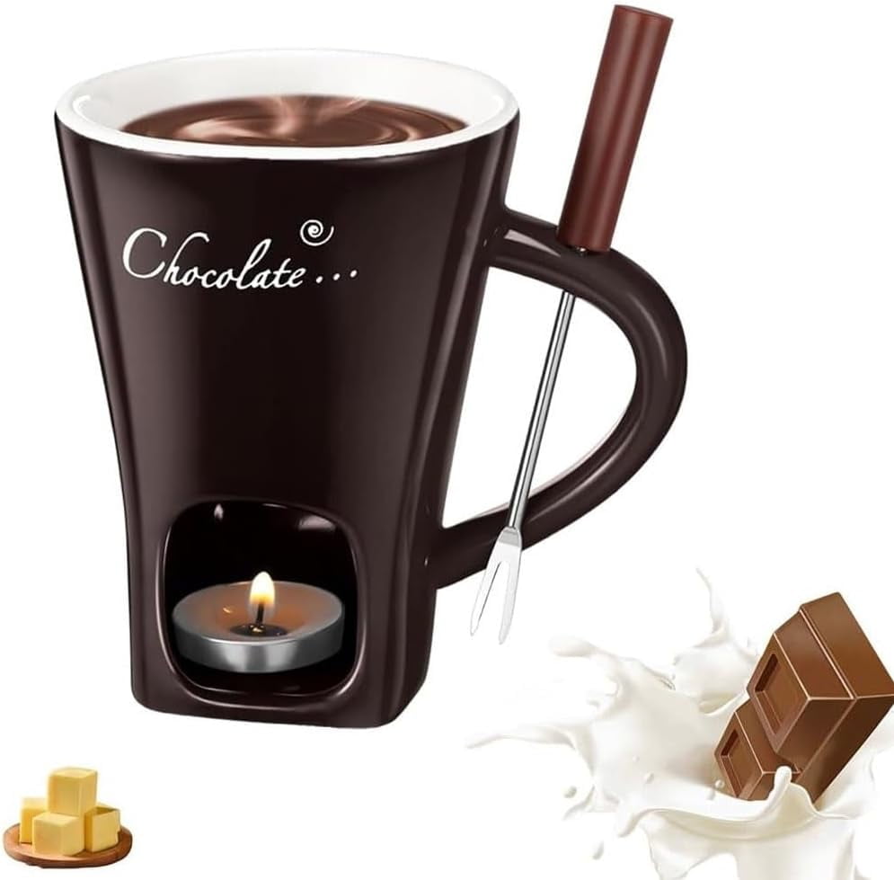 Sweet Fondue Cup, Chocolate Fondue Melting Mug Set with Forks, Mini ...