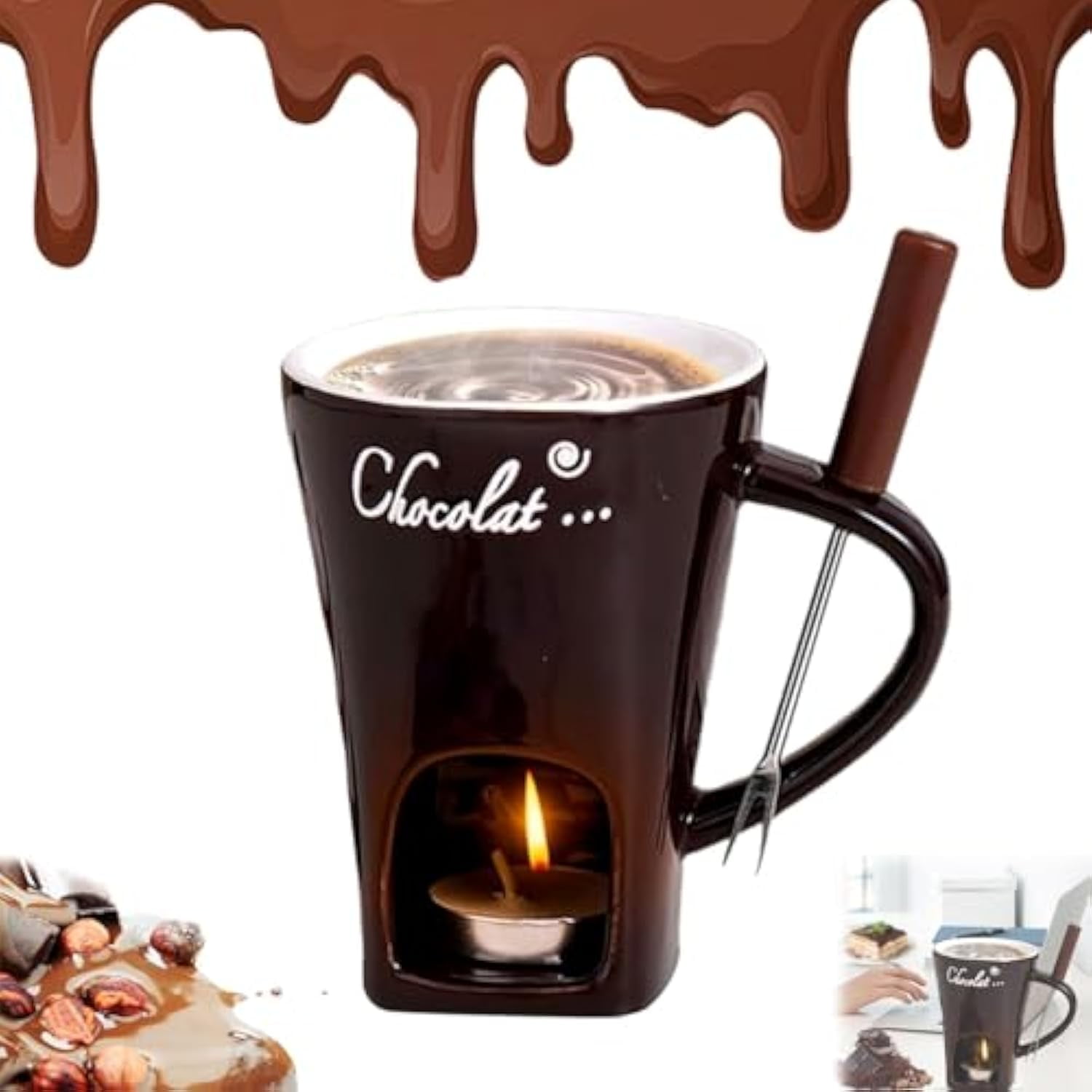 Sweet Fondue Cup, Fondue Cups Tealight, Chocolates Fondues Mug, Ceramic ...