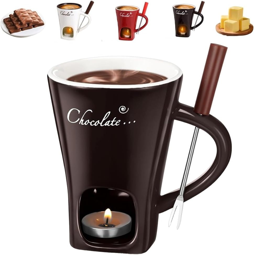 Sweet Fondue Cup Set, Chocolate Fondue Mug Kit, Perfect Ceramic ...