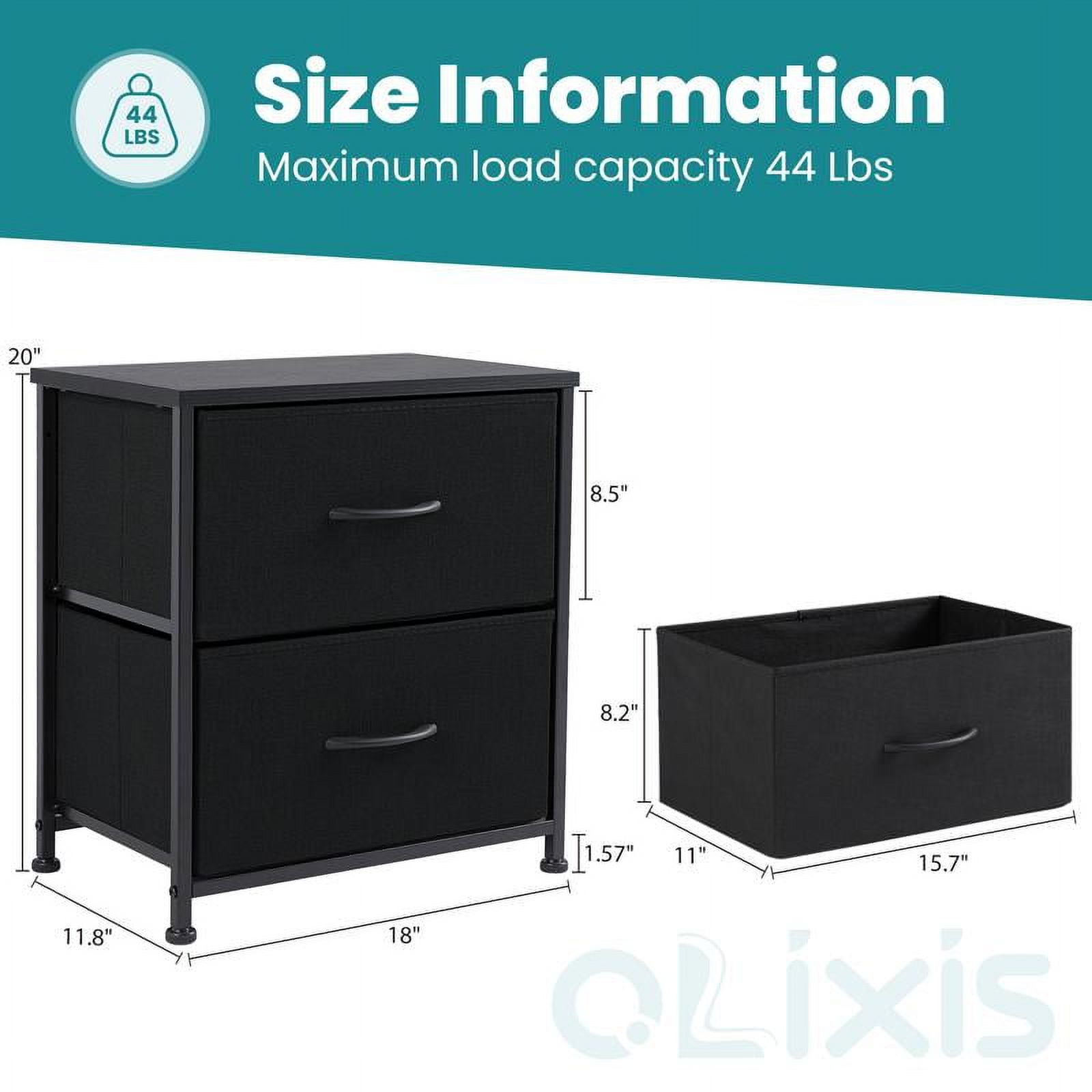 Sweet Furniture F Nightstand with 2 Fabric Drawers, Tall Nightstand ...