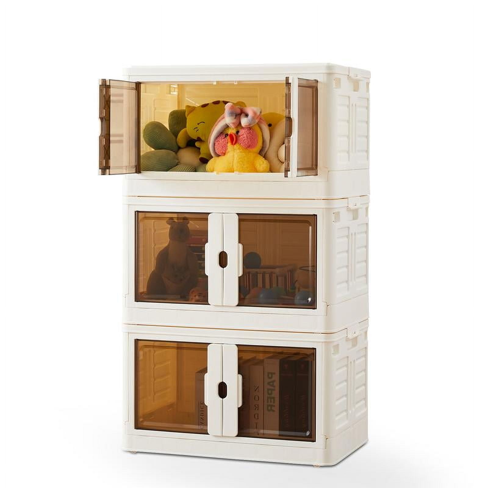 Sweet Furniture Stackable Plastic Storage Bins with Lids - Foldable ...