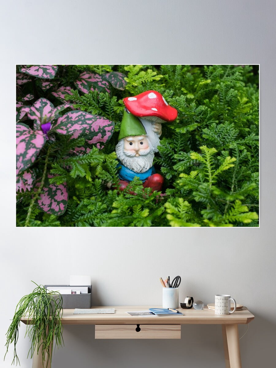 Sweet Garden Gnome And Mushroom Poster Wall Art, Modern Wall Decor For ...