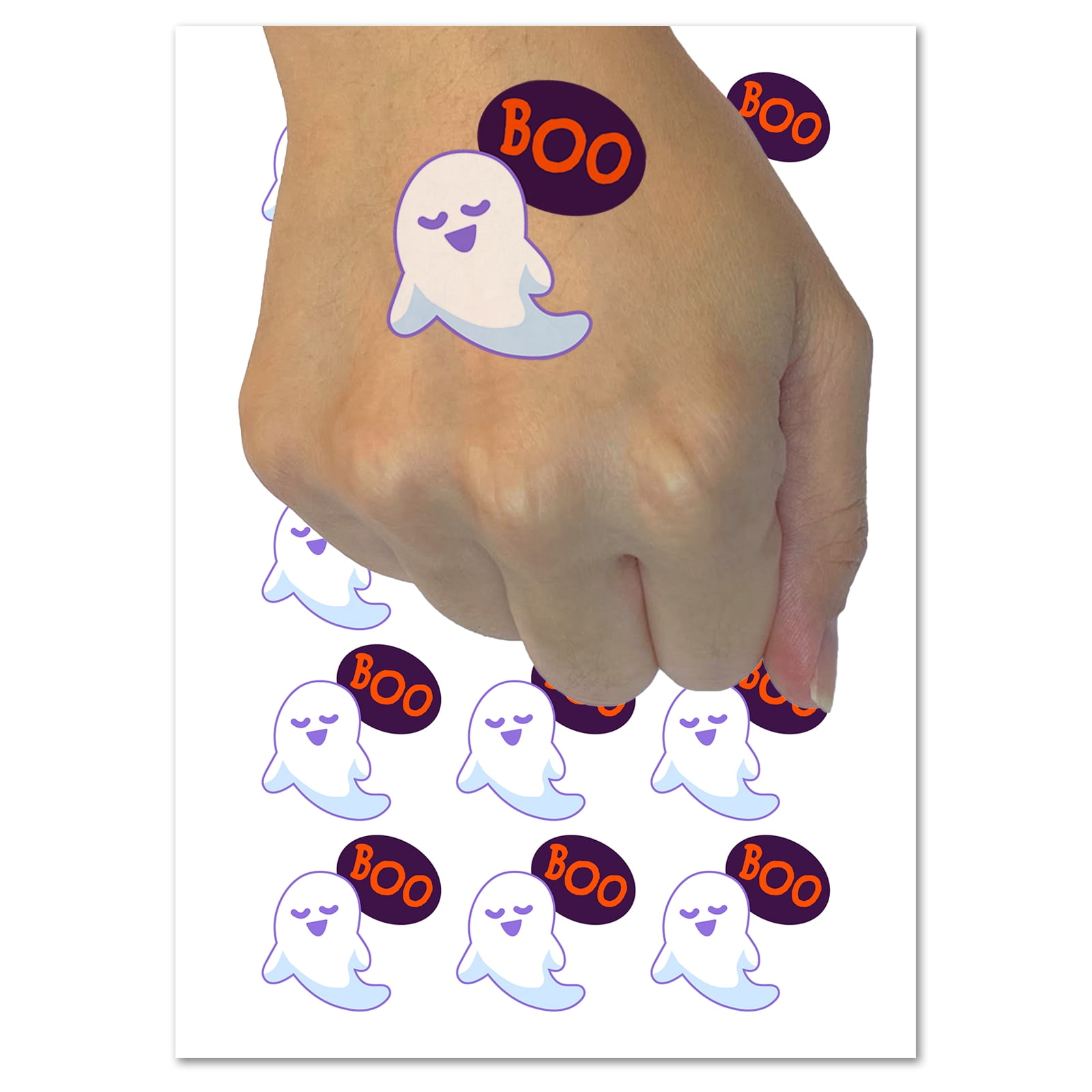 Sweet Ghost Boo Halloween Water Resistant Temporary Tattoo Set Fake ...