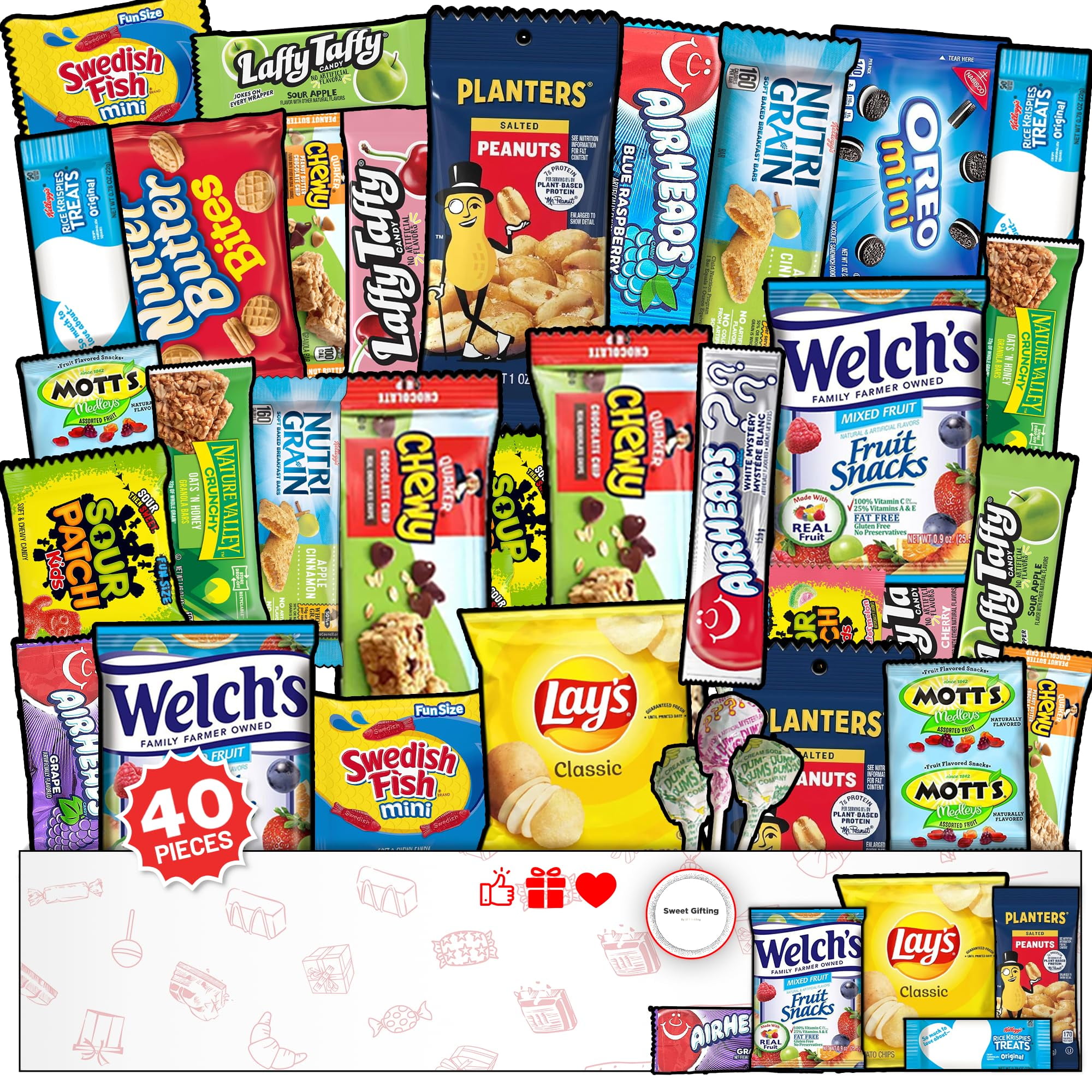 Sweet Gifting Snacks Variety OLF24 Pack for Adults 40 Count - Snack Box ...