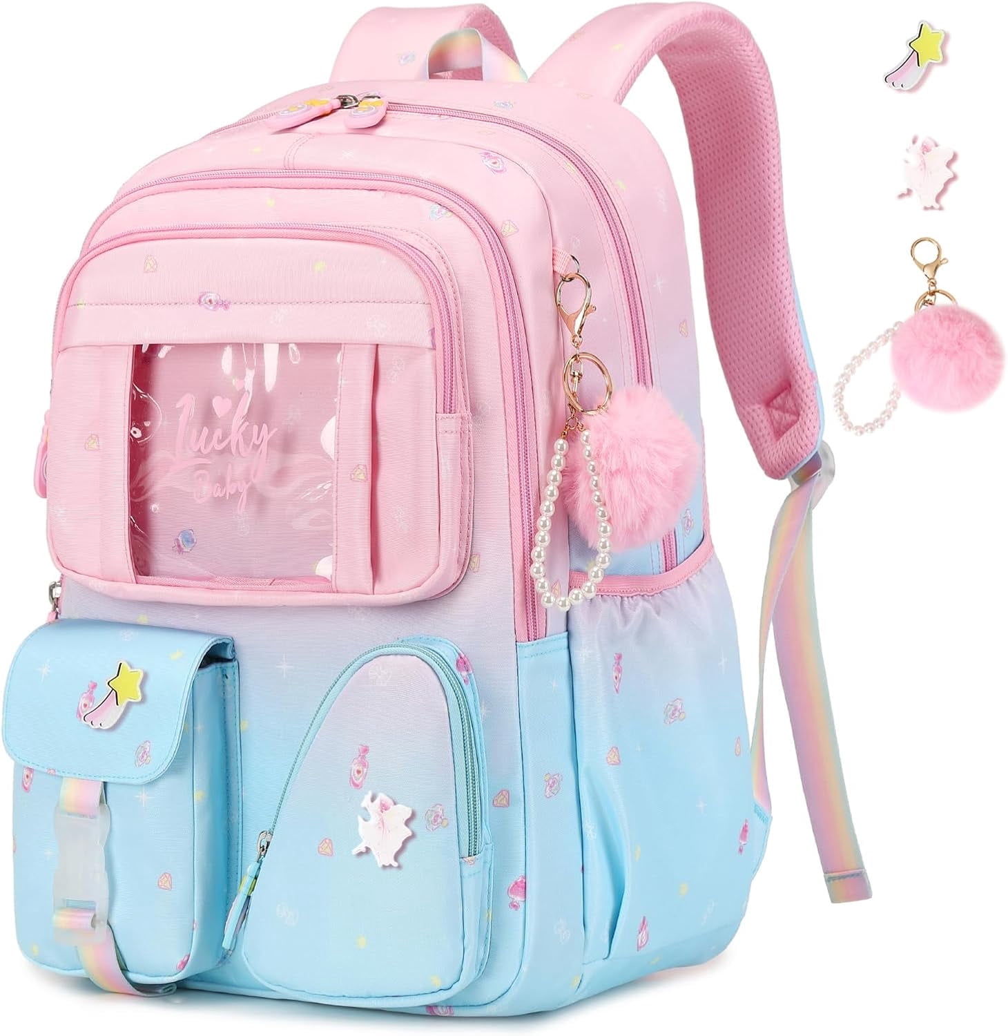 Sweet Gradient Color School Backpack, Kawaii Backpack Bookbag ...
