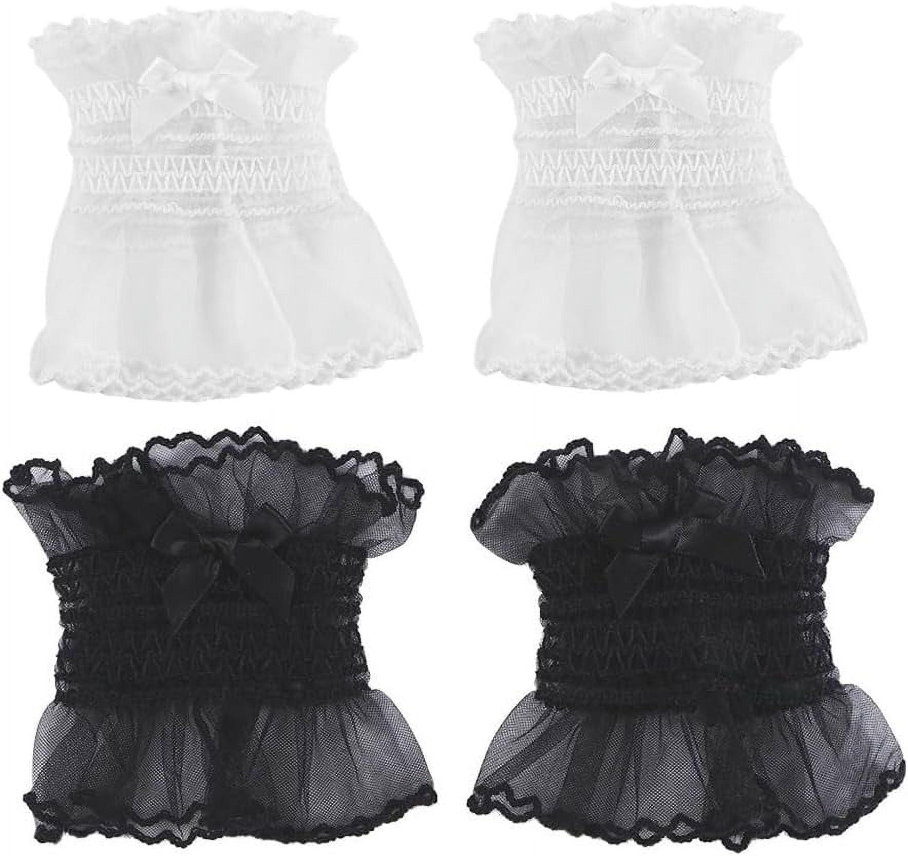 Sweet Hand Wrist Cuffs Bow Lace Maid Gloves Girl Party Hand Sleeves ...