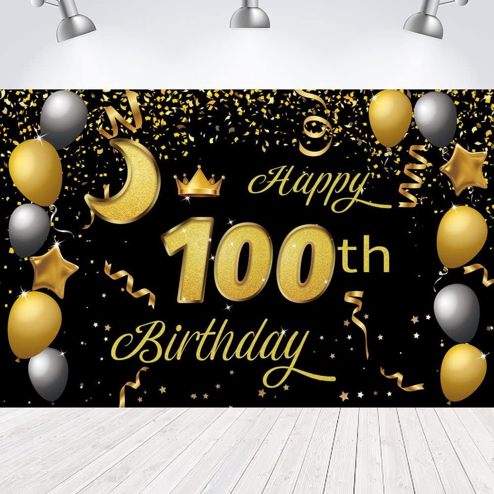 Sweet Happy 100th Birthday Backdrop Banner Poster 100 Birthday Party ...