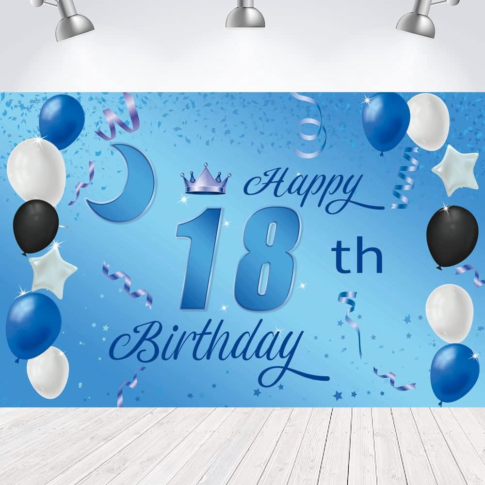Sweet Happy 18th Birthday Backdrop Banner Poster 18 Birthday Party ...