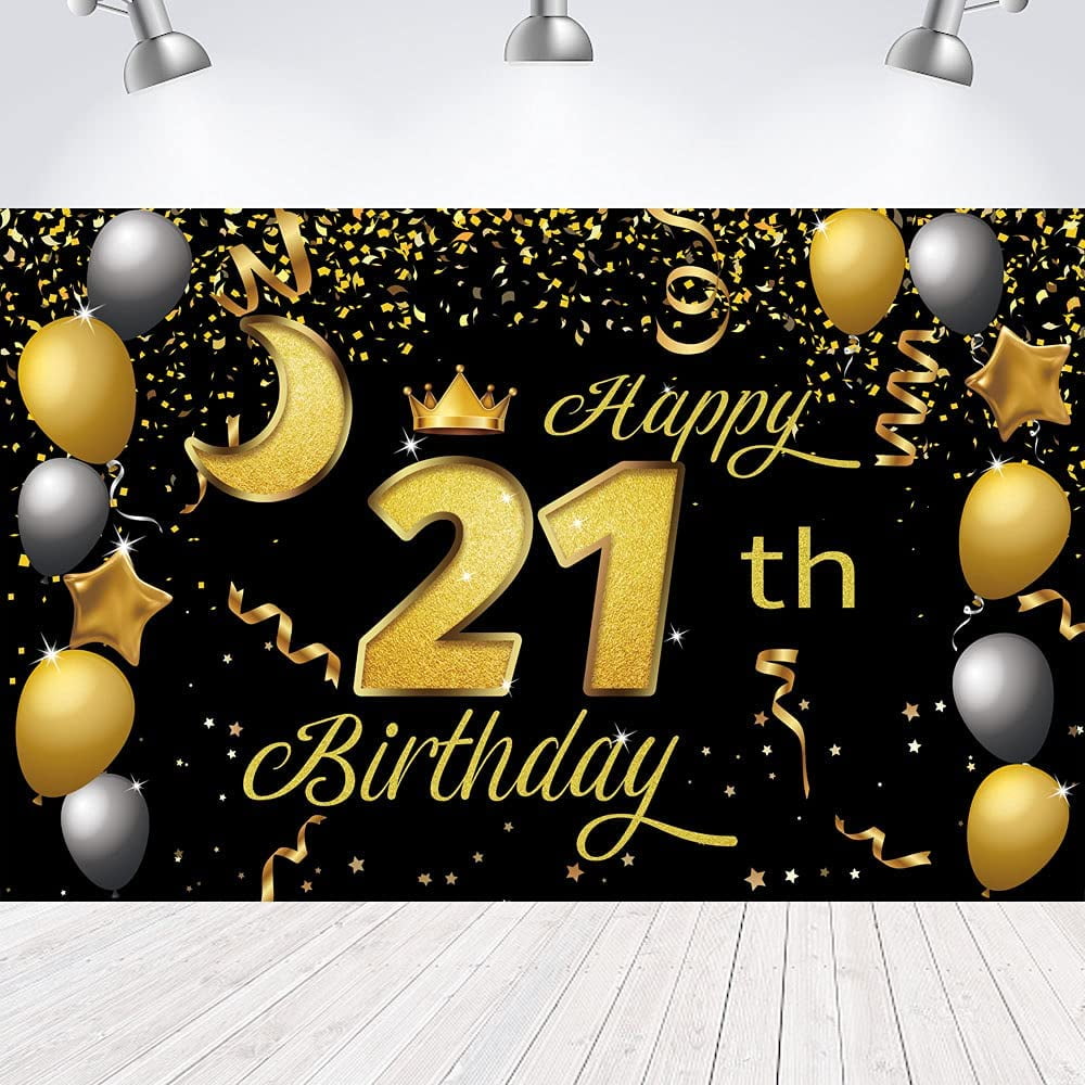 Sweet Happy 21th Birthday Backdrop Banner Poster 21 Birthday Party ...