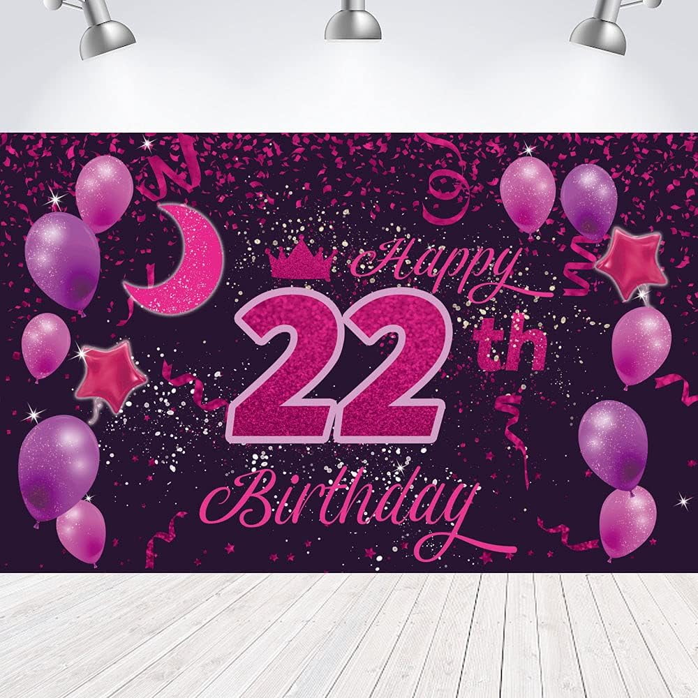Sweet Happy 22th Birthday Backdrop Banner Poster 22 Birthday Party ...