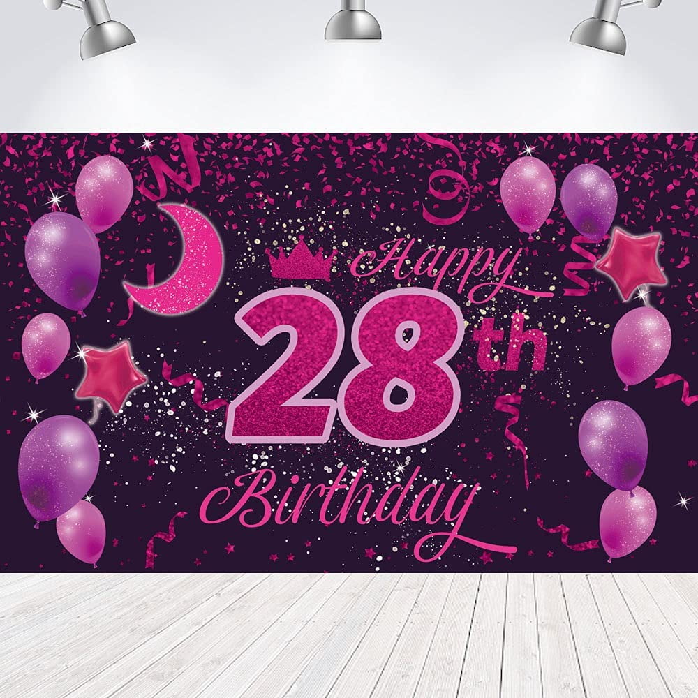 Sweet Happy 28th Birthday Backdrop Banner Poster 28 Birthday Party ...