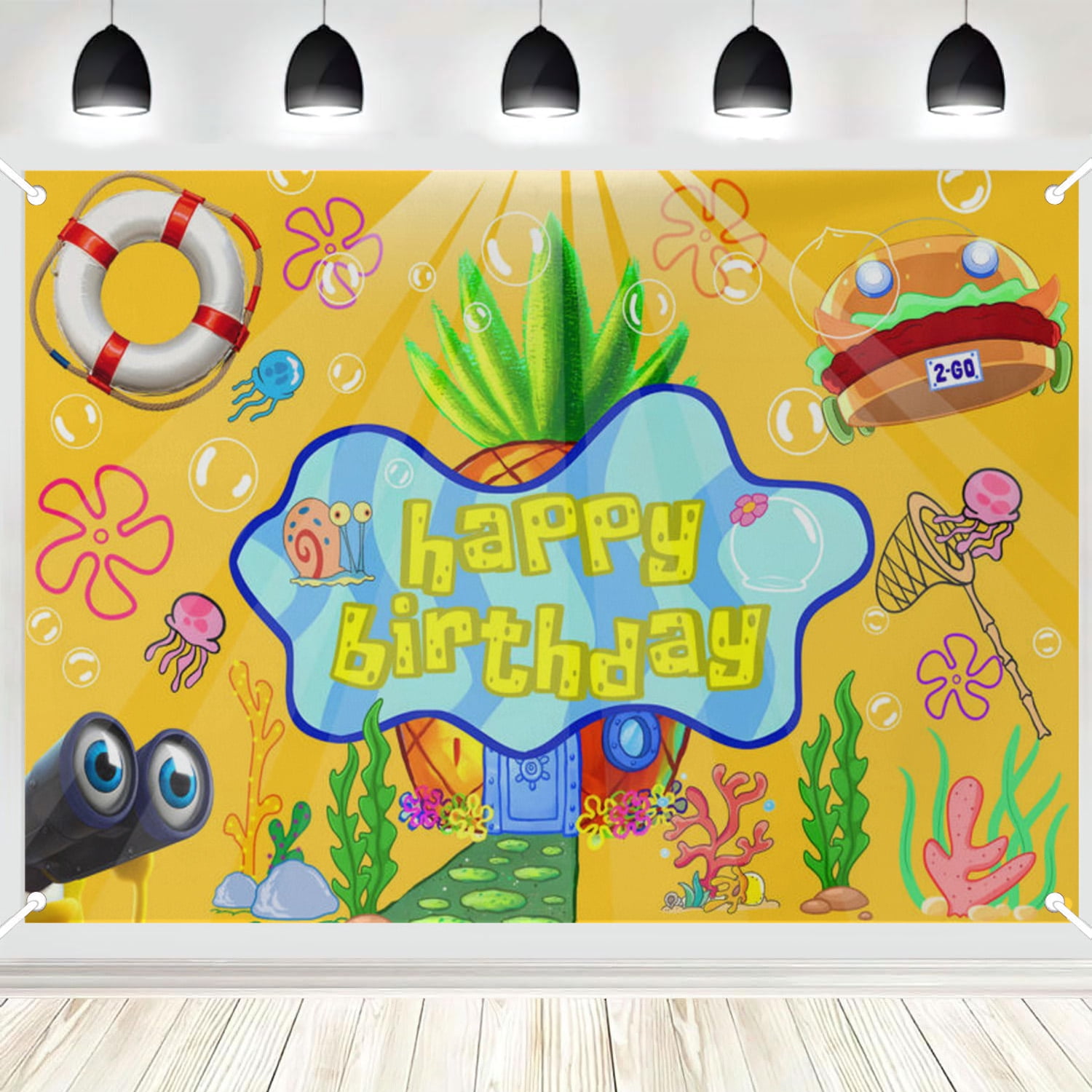 Sweet Happy Submarine Burger Birthday Backdrop Banner Poster Submarine ...