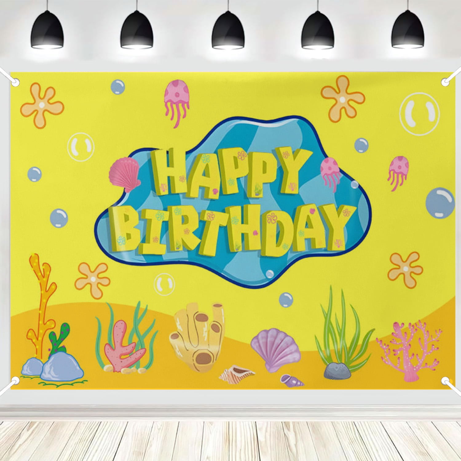 Sweet Happy Yellow Birthday Backdrop Banner Poster Yellow Birthday ...