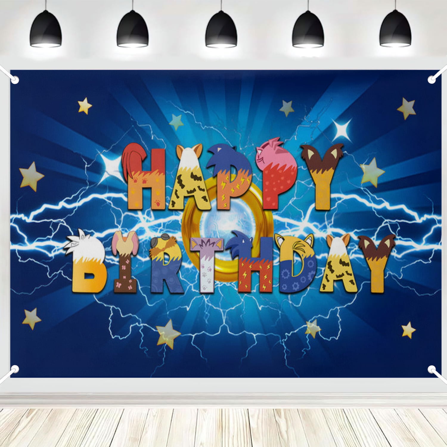 Sweet Happy lightning Birthday Backdrop Banner Poster lightning ...