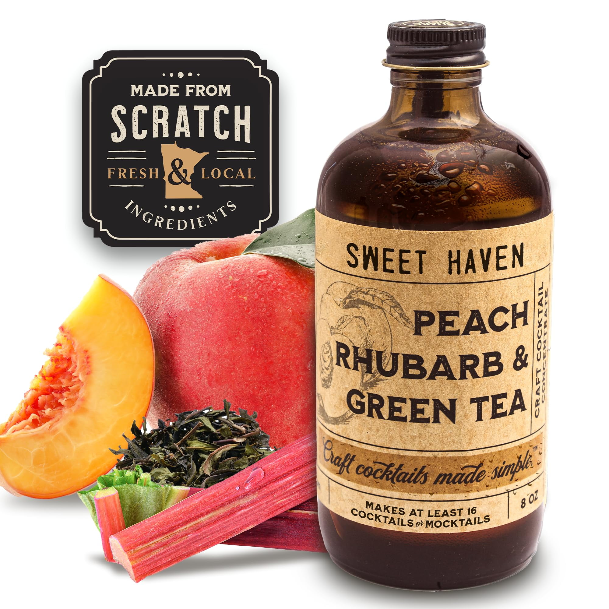 Sweet Haven Tonics Cocktail Mixer Peach AIS1 Rhubarb & Green Tea - All ...