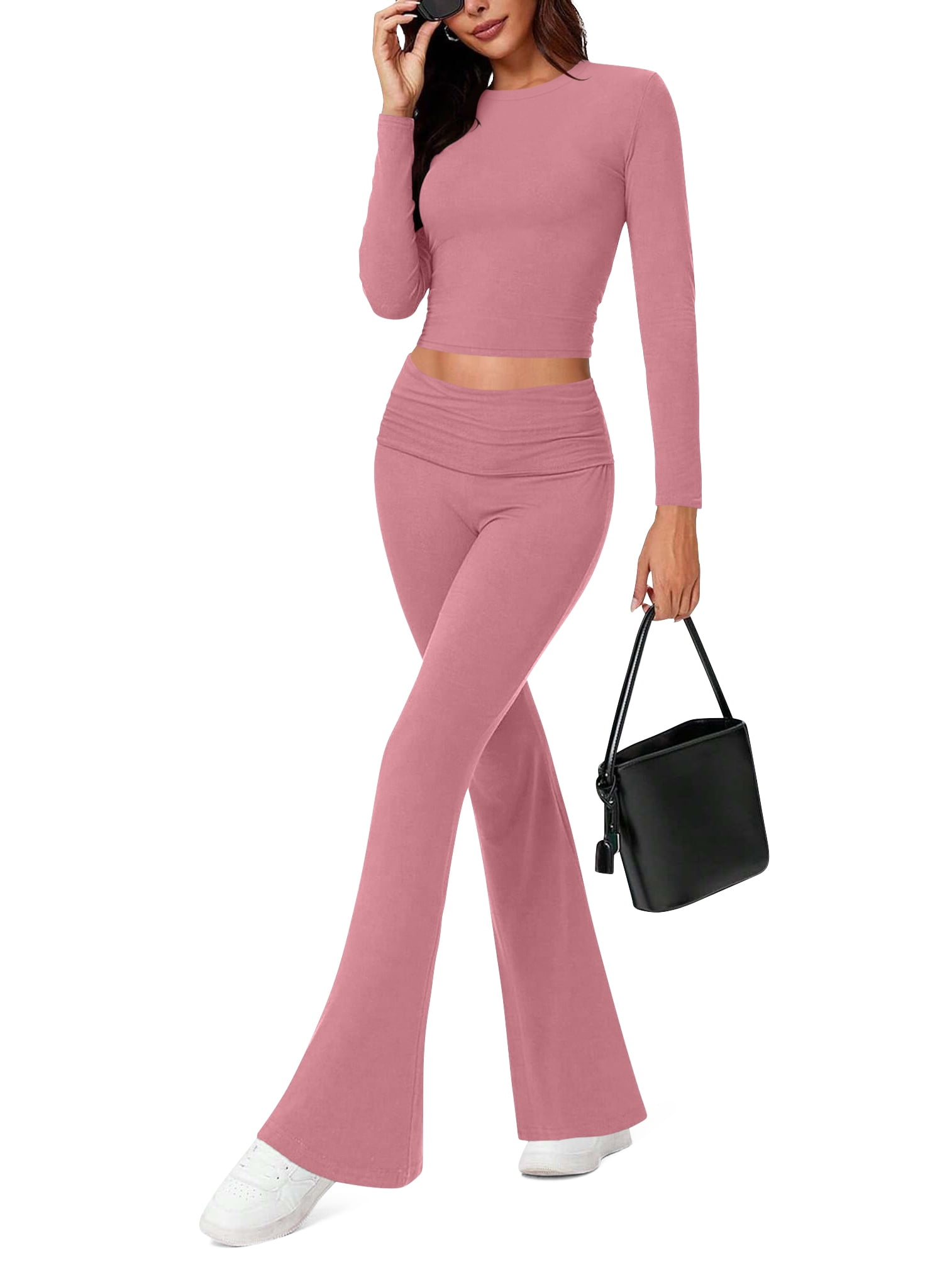 Sweet Hearts 2 Piece Lounge Sets for Women- Modal High Waisted Flare ...