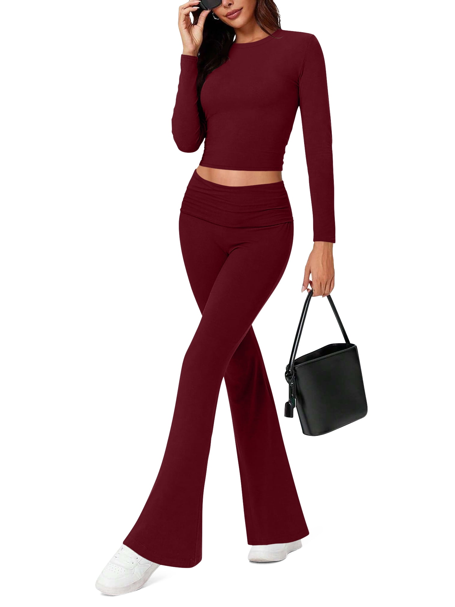 Sweet Hearts 2 Piece Lounge Sets for Women- Modal High Waisted Flare ...