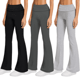 Sweet Hearts 3-Pack Flare Leggings for Women- Foldover Flared Yoga ...