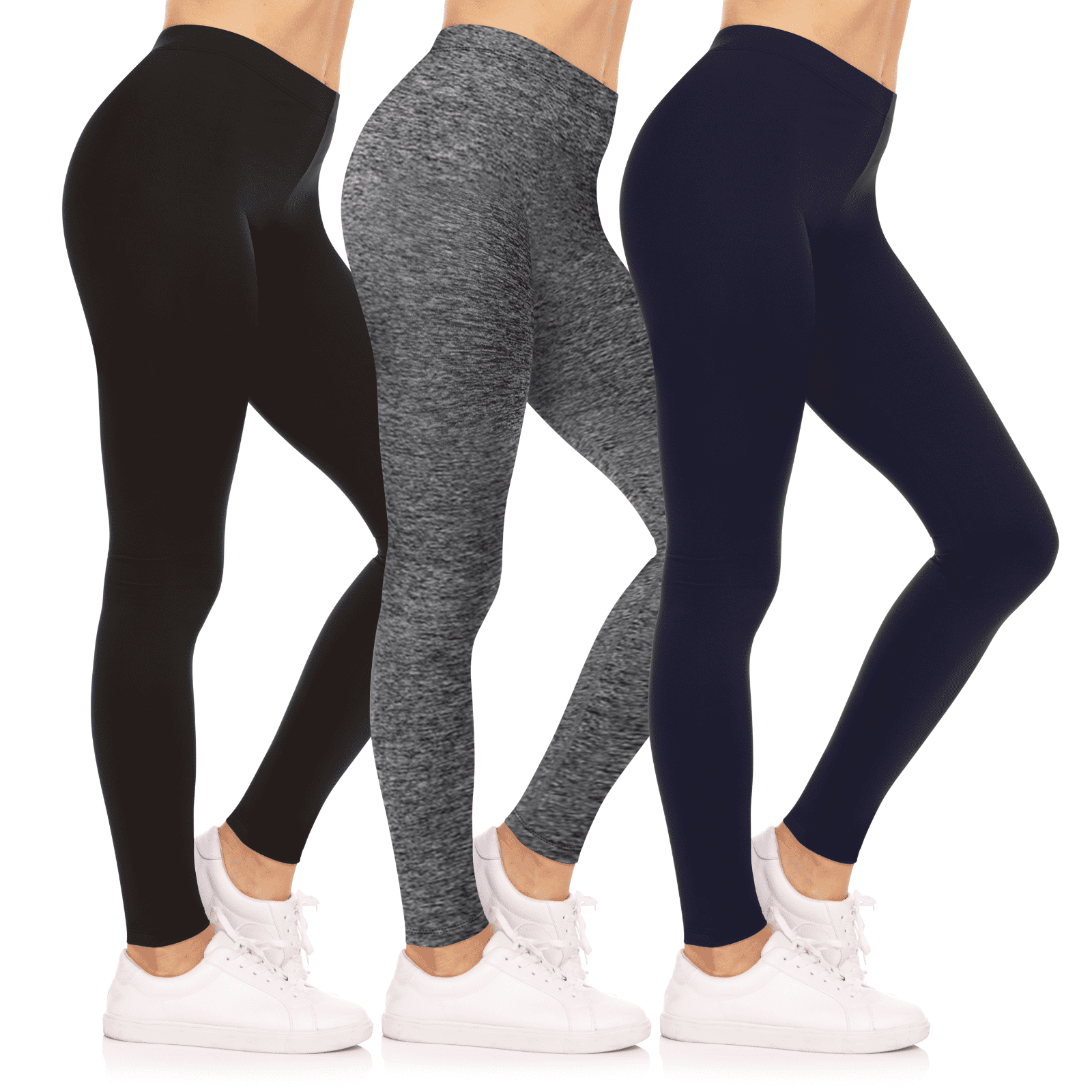 Sweet Hearts 3-Pack Leggings for Women- Elastic Waist Tummy Control ...