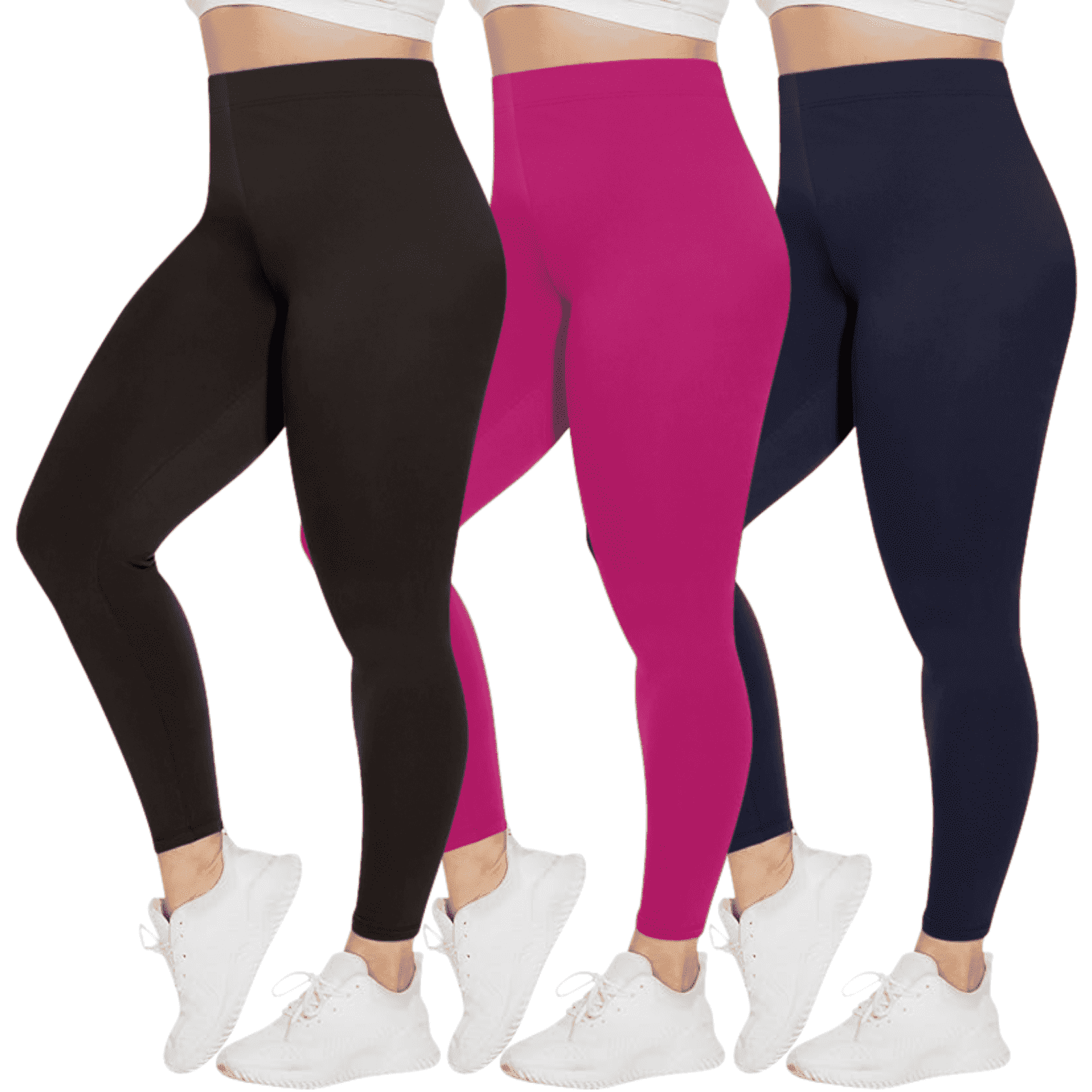 Sweet Hearts 3-Pack Leggings for Women- Elastic Waist Tummy Control ...