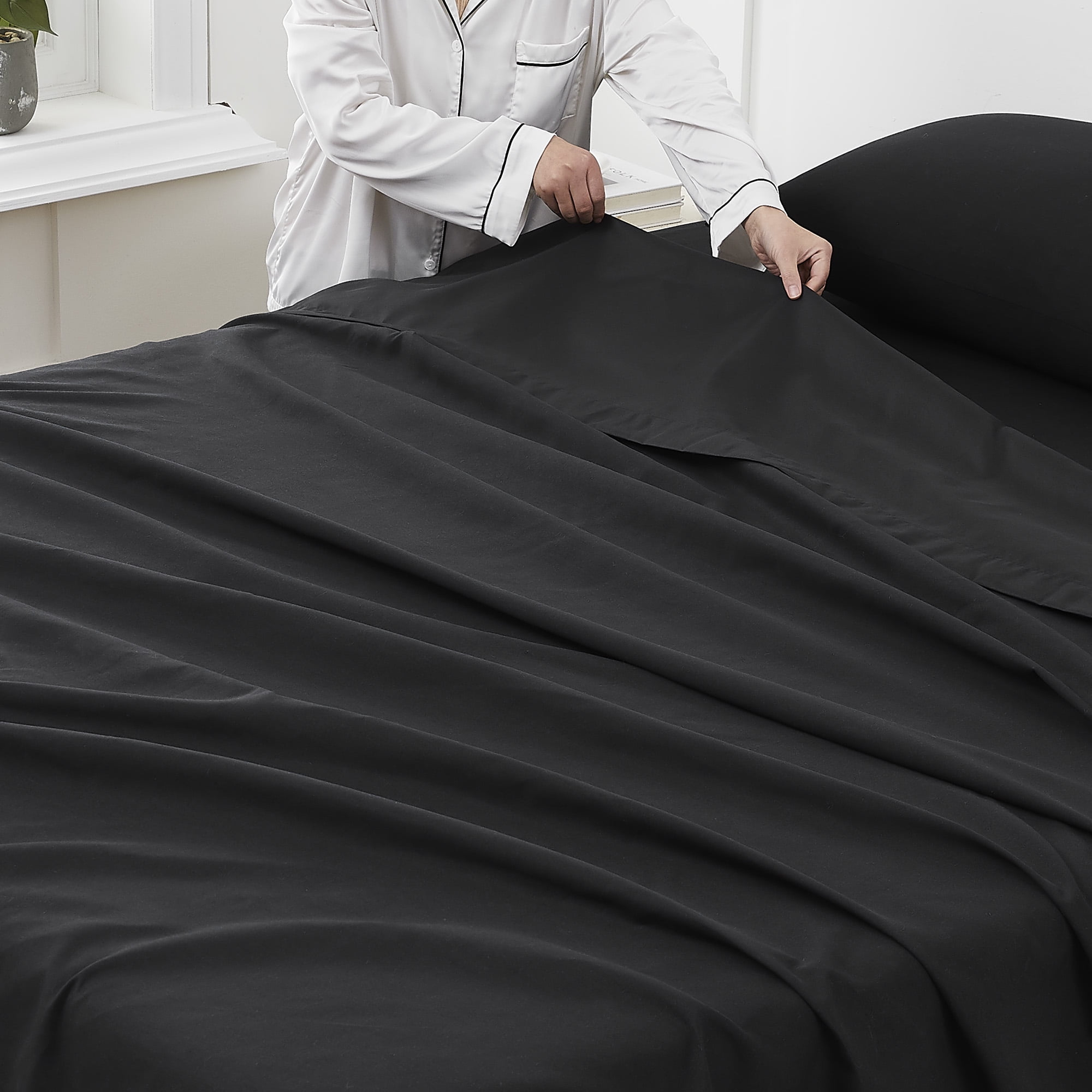 Sweet Home Collection 1500 Supreme Flat Sheet Full Black - Walmart.com