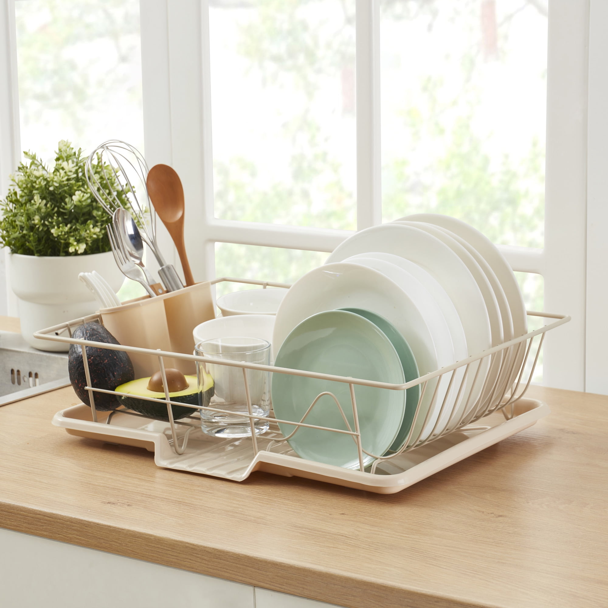 Sweet Home Collection 3-Piece Kitchen Sink Dish Drainer Set- Taupe ...