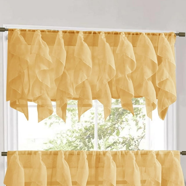 Sweet Home Collection Camel Vertical Ruffled Waterfall Valance and ...