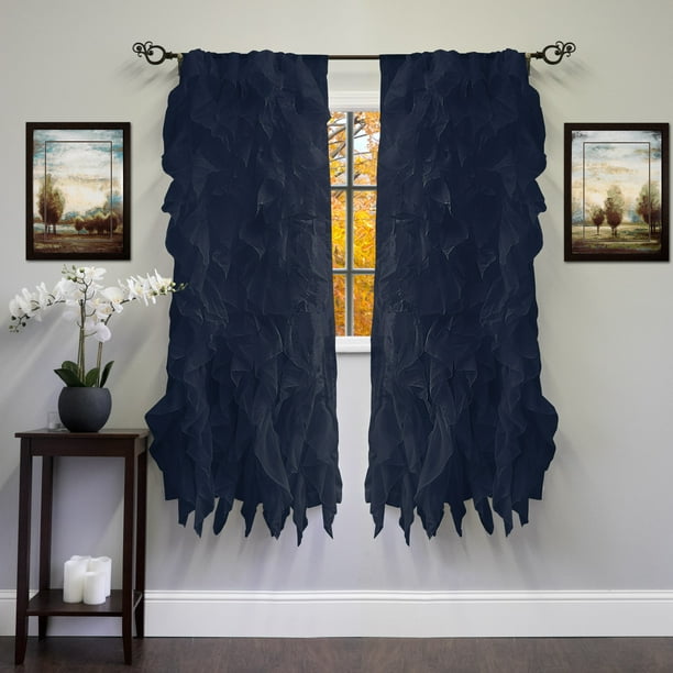 Sweet Home Collection Chic Sheer Voile Vertical Ruffled Tier Window ...