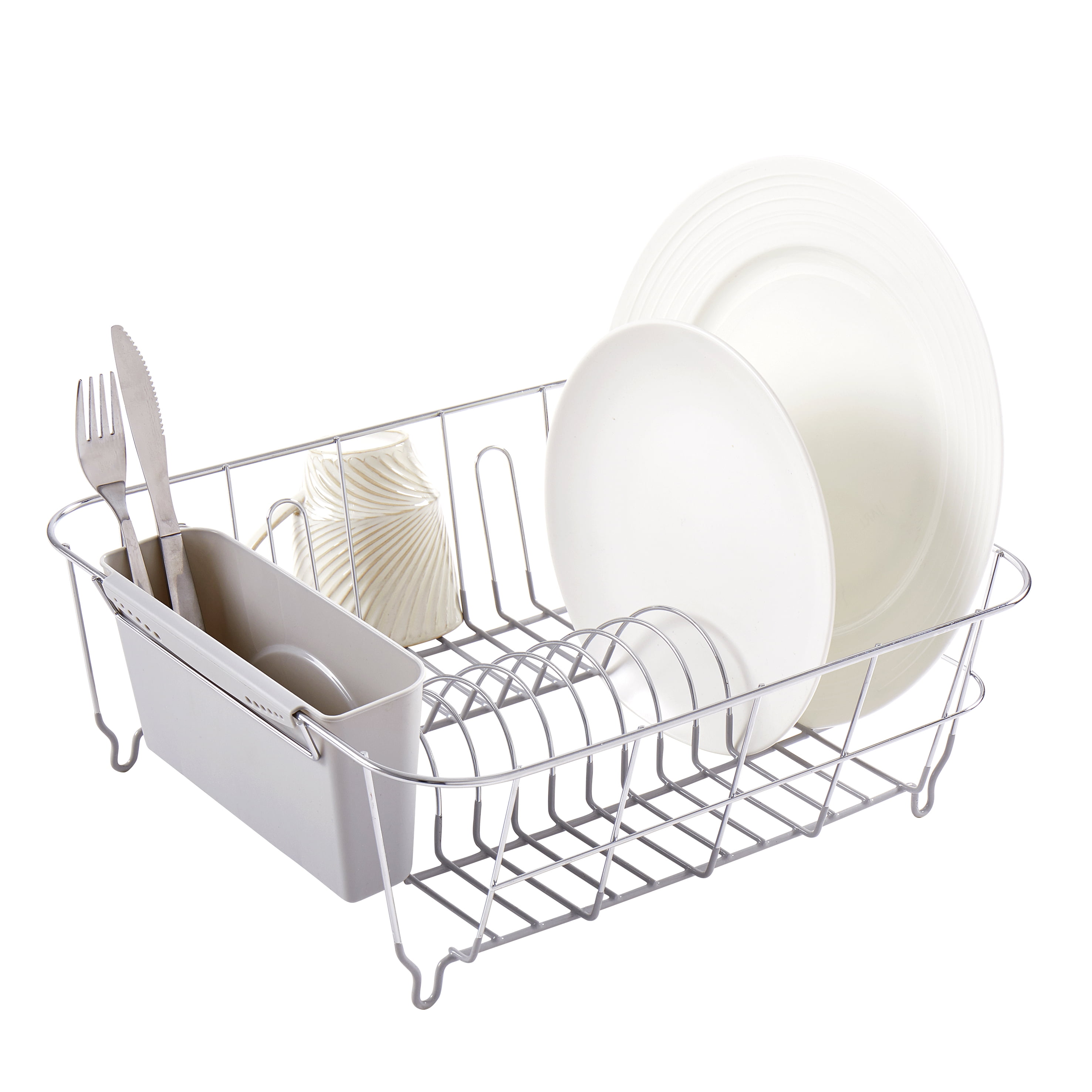 Sweet Home Collection Chrome Plated Steel Small 2 Piece Dish Drainer ...
