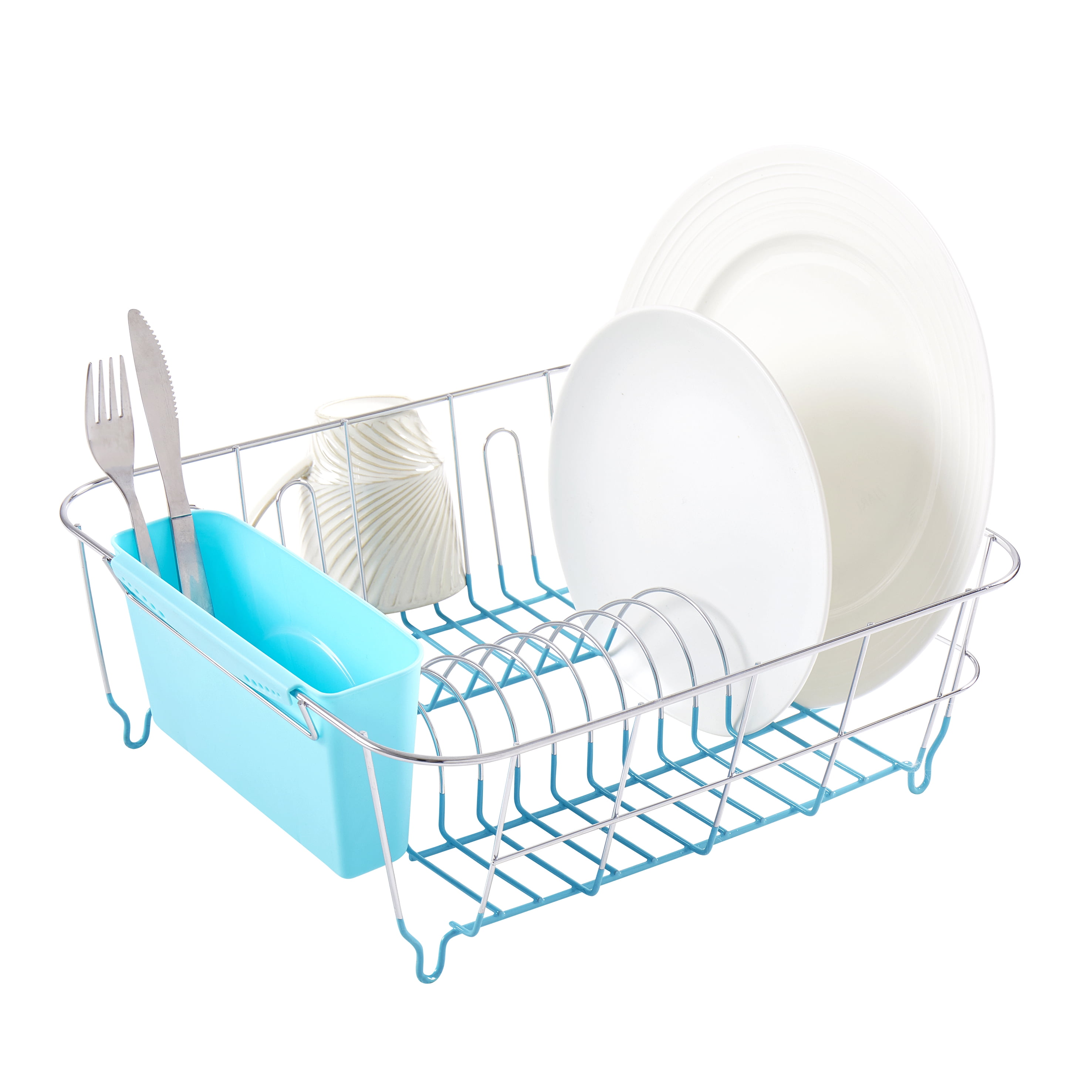 Sweet Home Collection Chrome Plated Steel Small 2 Piece Dish Drainer ...