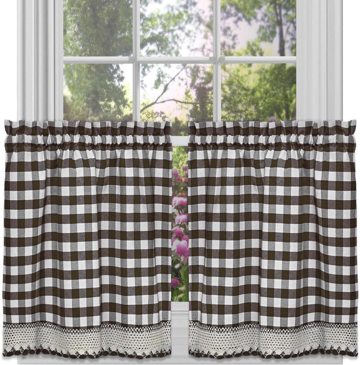 Sweet Home Collection Kitchen Window Curtain Panel Treatment, 24 in ...
