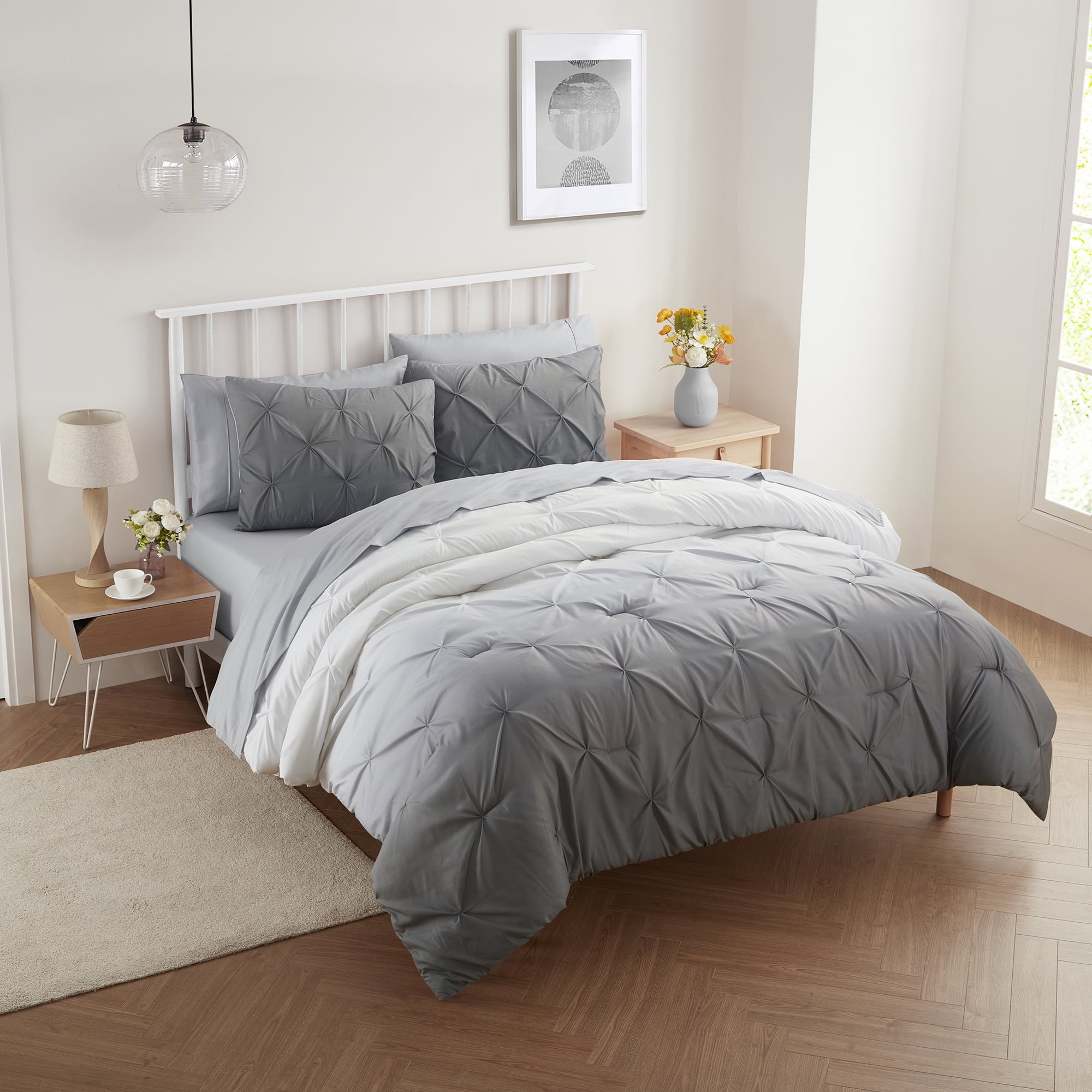 Sweet Home Collection Loralie Ombre Pintuck BIAB Full Gray - Walmart.com