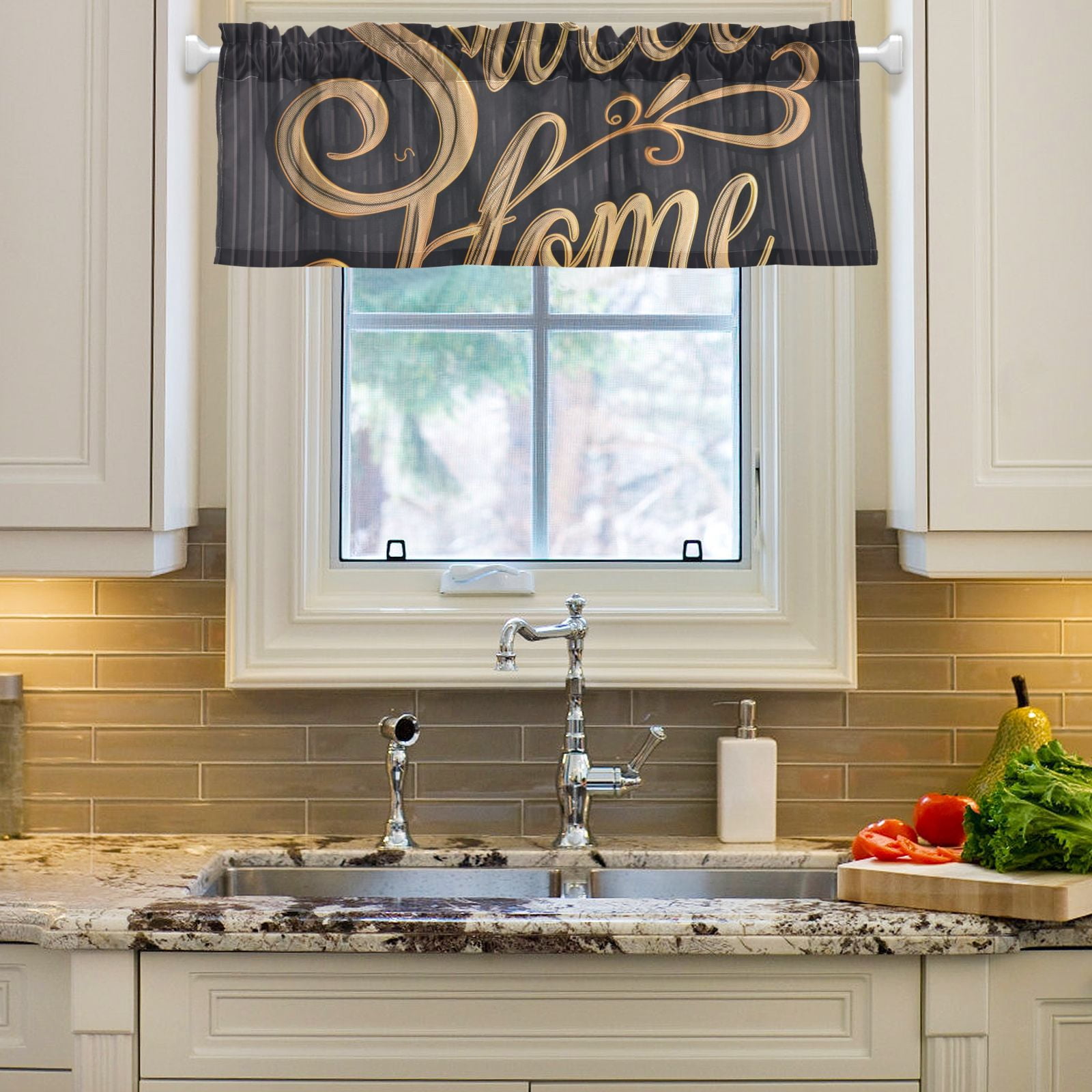 Sweet Home Gold Curtain Valances Farmhouse Design Window Treatment ...