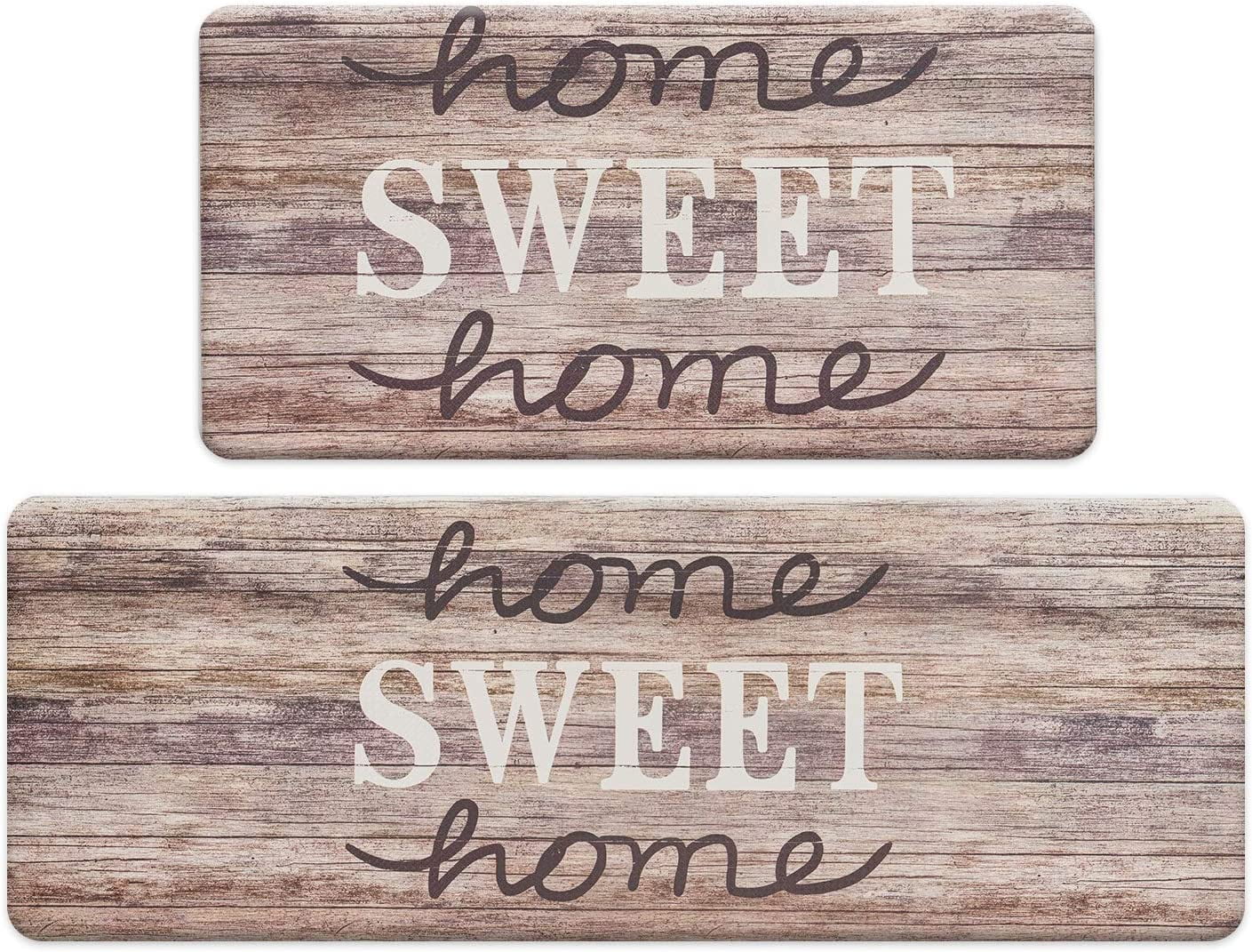 Sweet Home Kitchen Rug Set 2 Pieces, Cushioned Anti-Fatigue Kitchen ...