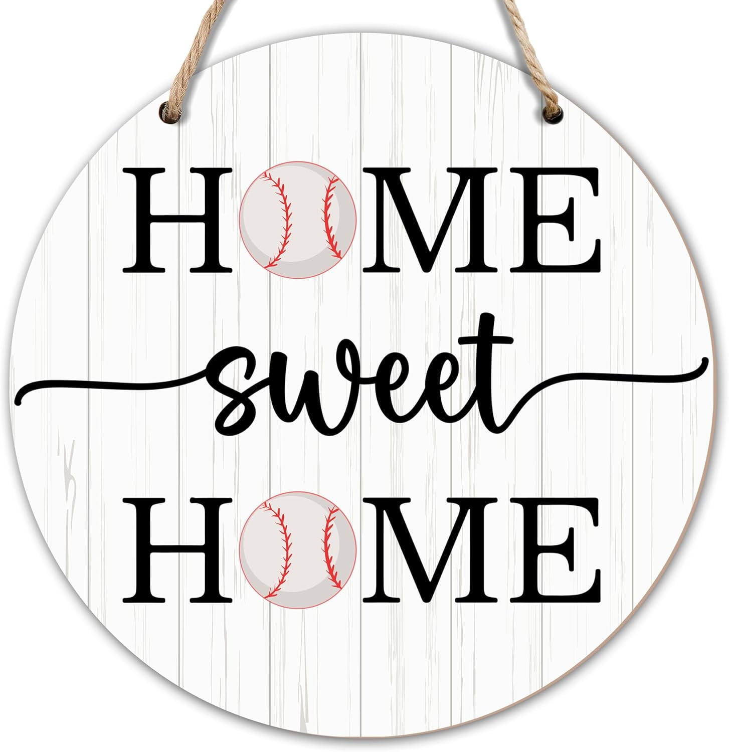Sweet Home Round Wooden Hanging Sign, Baseball Softball Welcome Sign ...