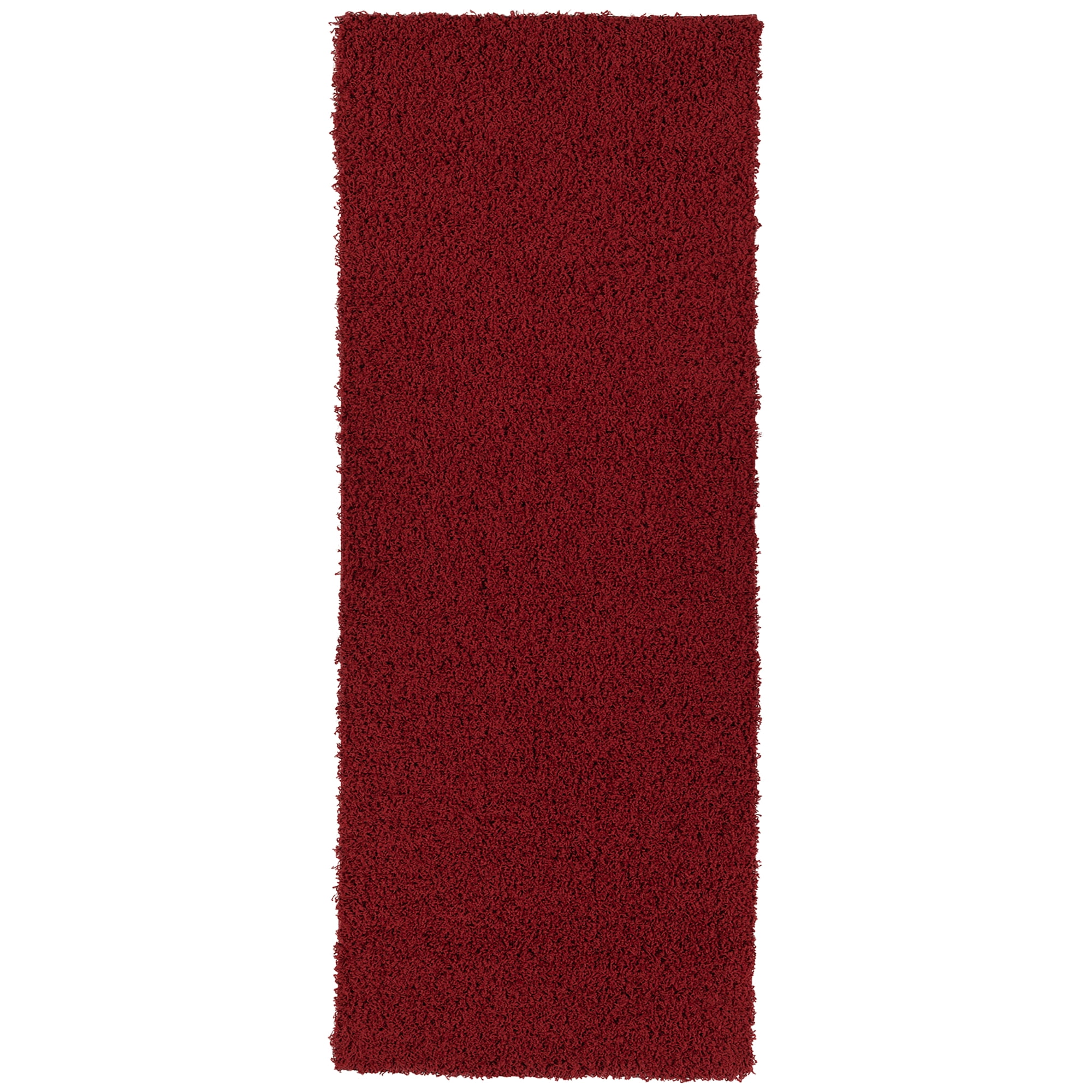 Sweet Home Stores Cozy Solid 2x5 Indoor Shag Runner Rug, 2' x 5', Red ...
