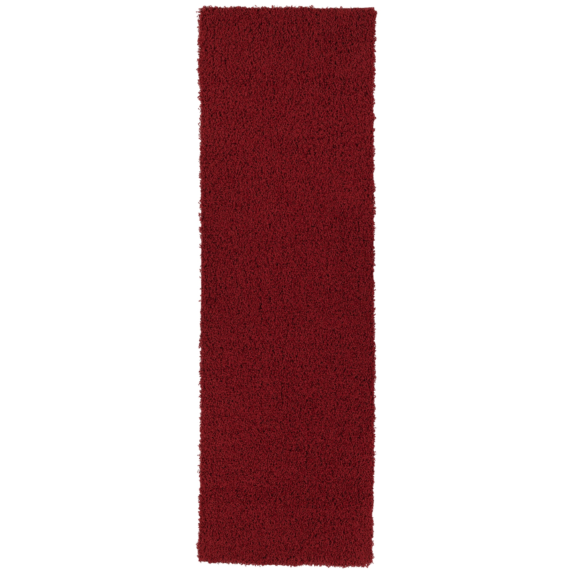 Sweet Home Stores Cozy Solid 3x8 Indoor Shag Runner Rug, 2'7" x 8', Red ...