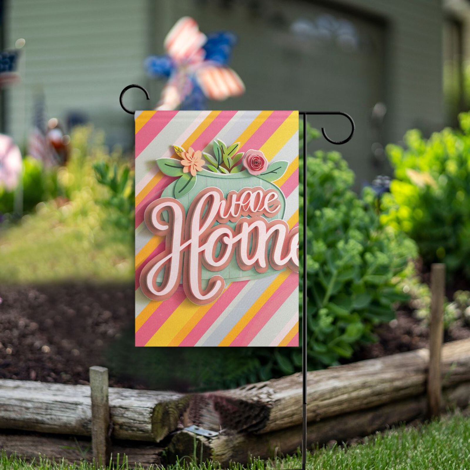 Sweet Home Striped Garden Flag Double Sided Outdoor Banners for ...