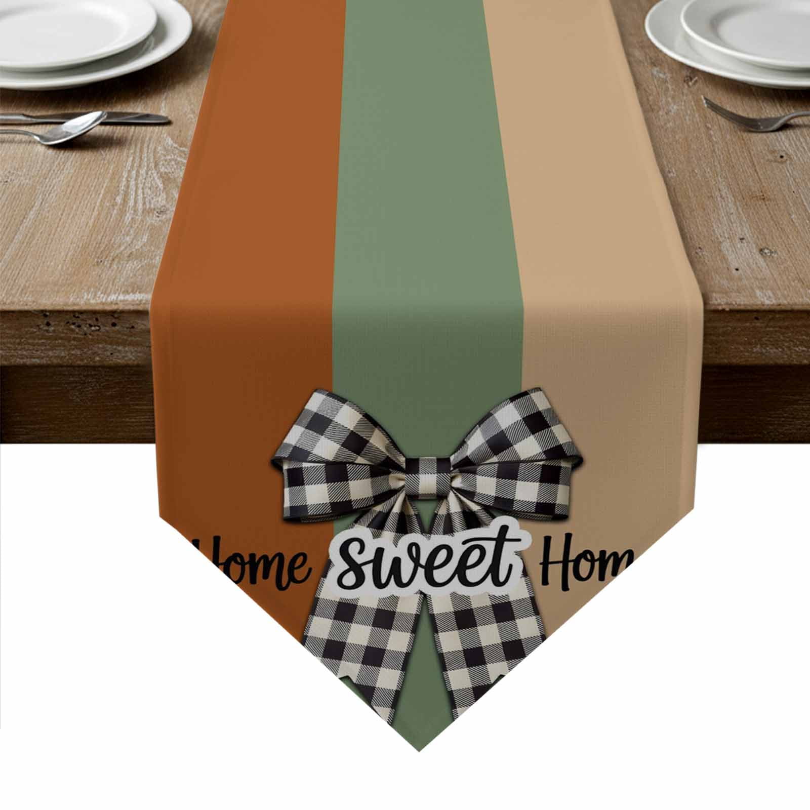 Sweet Home Table Runner Linen Burlap Table Runner 120 Inches Long Black ...