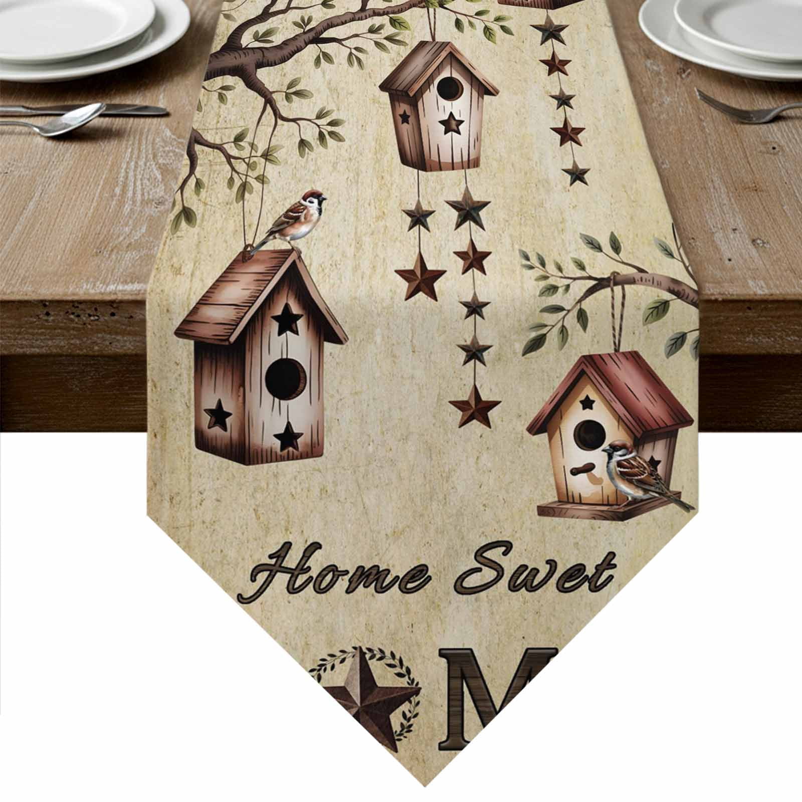 Sweet Home Table Runner Linen Burlap Table Runner 72 Inches Long ...