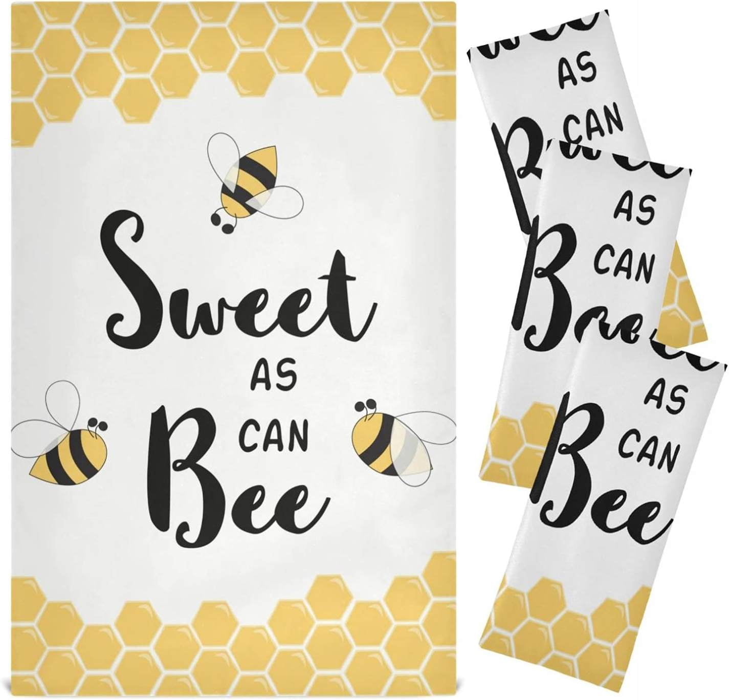 Sweet Honey Bees Kitchen Dish Towels 4 Pack Absorbent Hand Towels, Lint ...